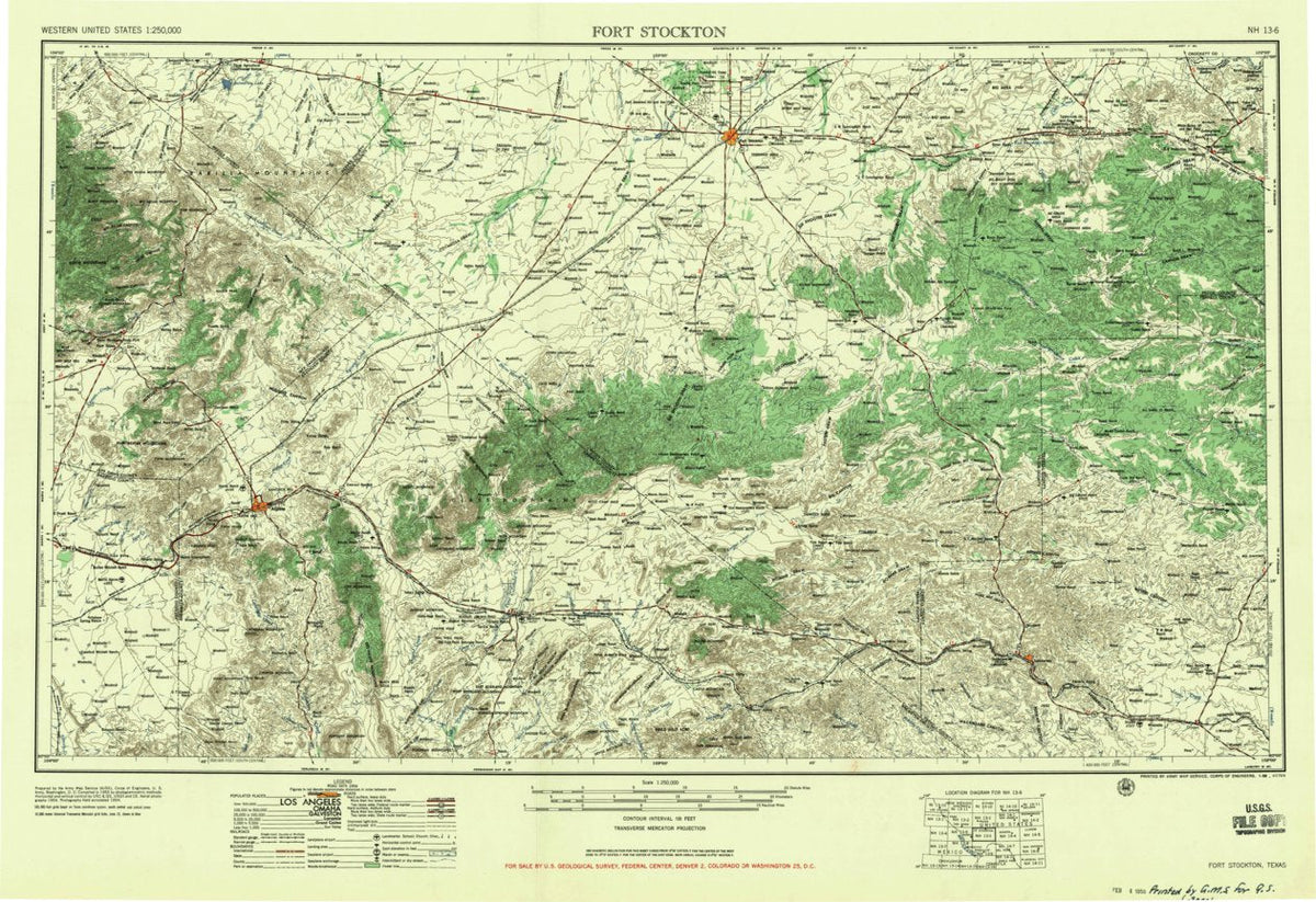 Fort Stockton, TX (1958, 250000-Scale) Map by United States Geological ...