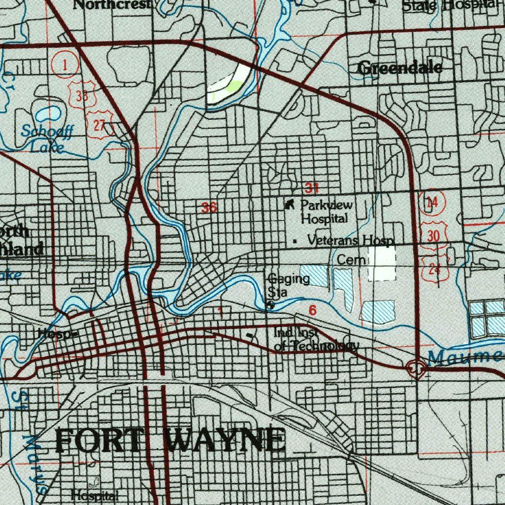 Fort Wayne, IN (1984, 100000-Scale) Map by United States Geological ...