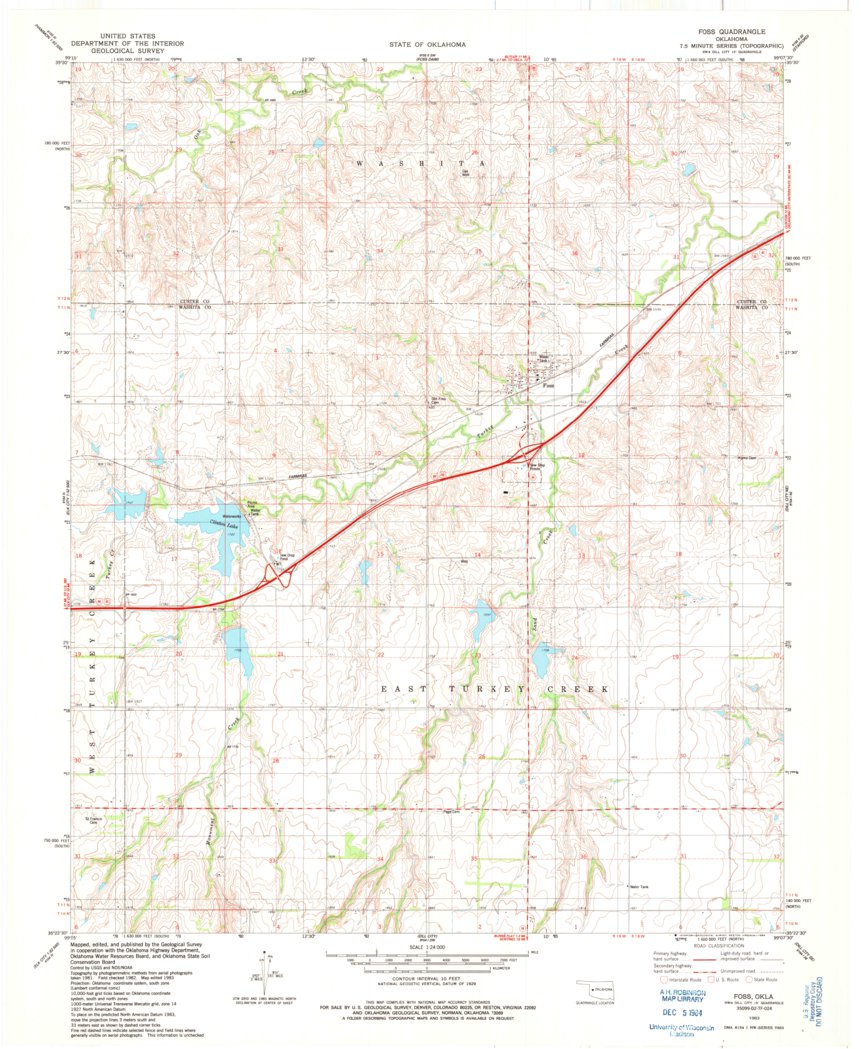 Foss, OK (1983, 24000-Scale) Map by United States Geological Survey ...