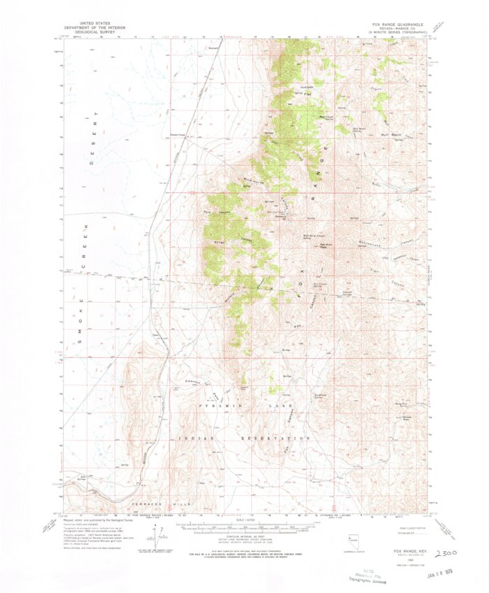 Fox Range, NV (1965, 62500-Scale) Map by United States Geological ...