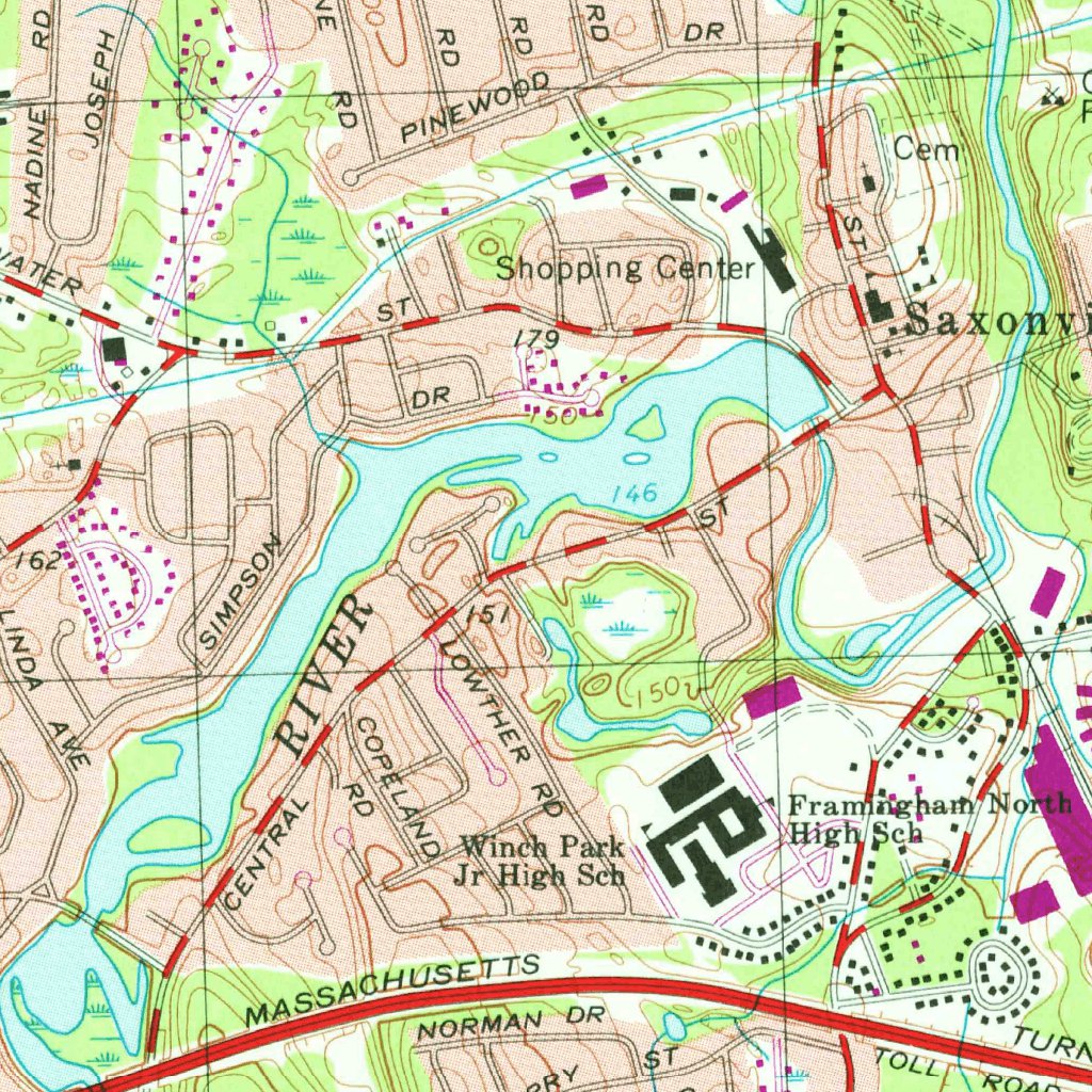 Framingham, MA (1965, 25000-Scale) Map by United States Geological ...