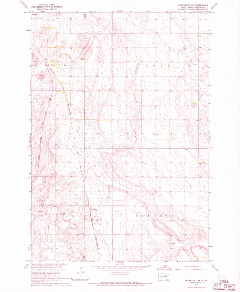 Frankfort SW, SD (1967, 24000-Scale) Map by United States Geological ...