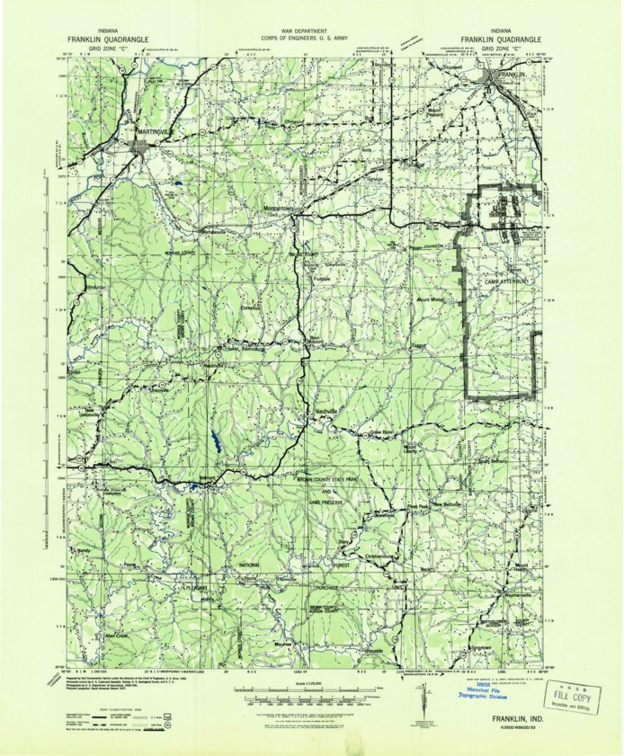 Franklin, IN (1942, 125000-Scale) Map by United States Geological ...