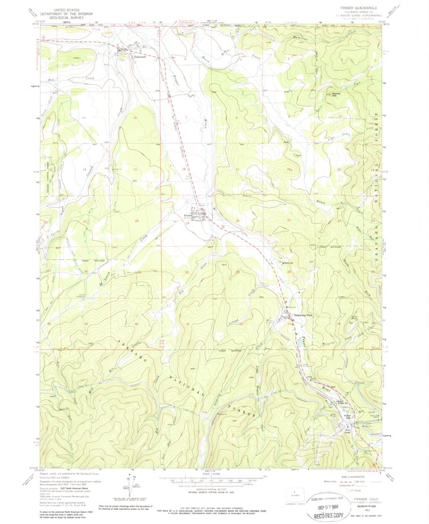 Fraser, CO (1957, 24000-Scale) Map by United States Geological Survey ...