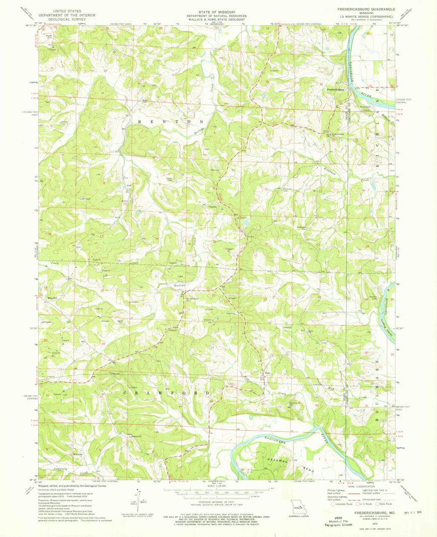 Fredericksburg, MO (1974, 24000-Scale) Map by United States Geological ...