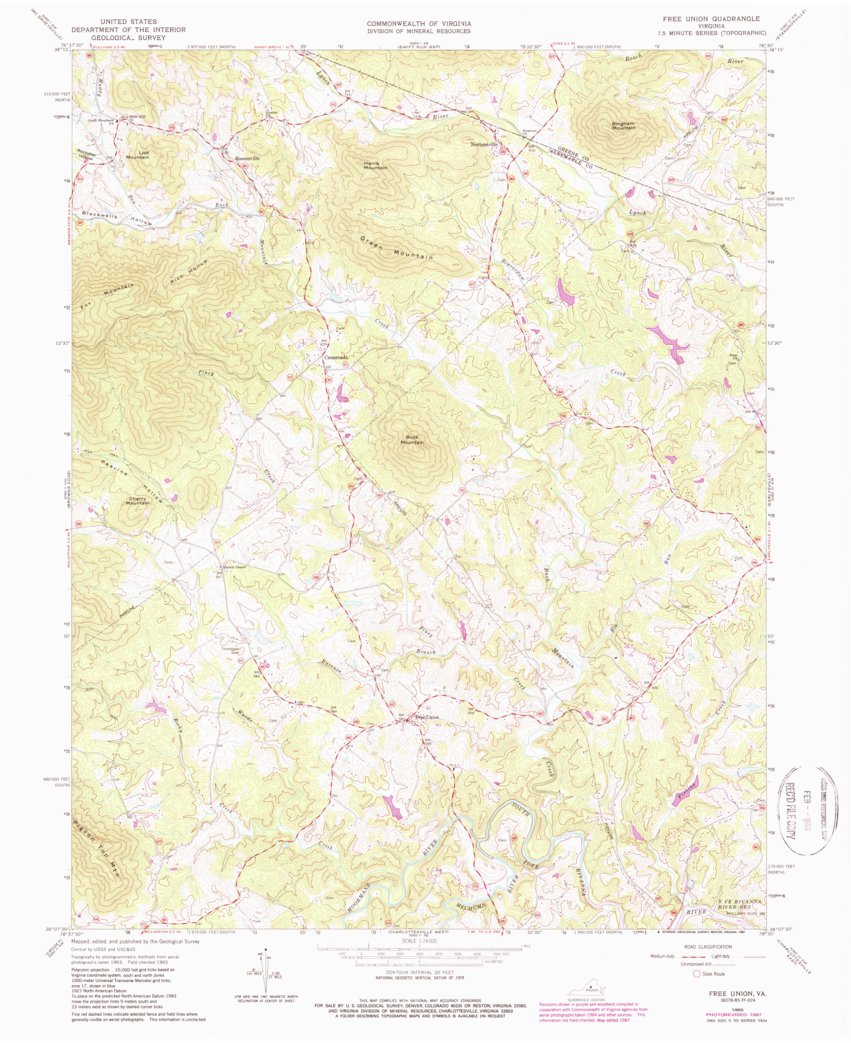 Free Union, VA (1965, 24000-Scale) Map by United States Geological ...
