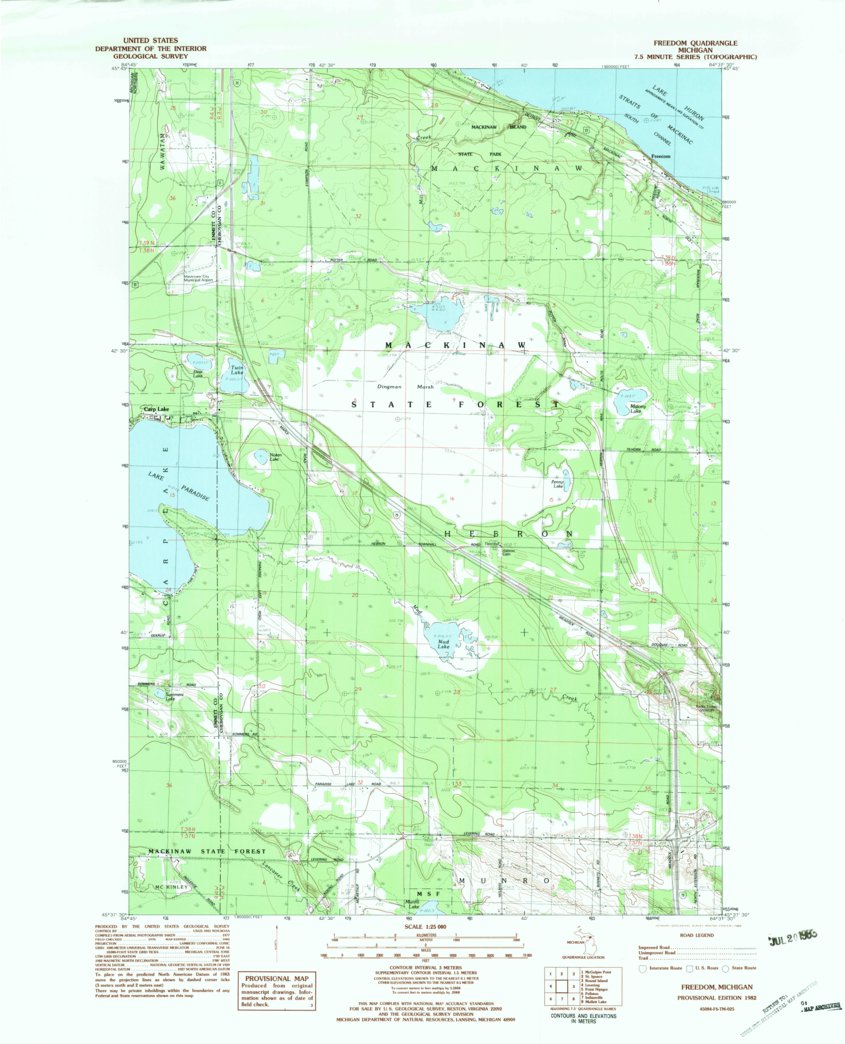 Freedom, MI (1982, 25000-Scale) Map by United States Geological Survey ...