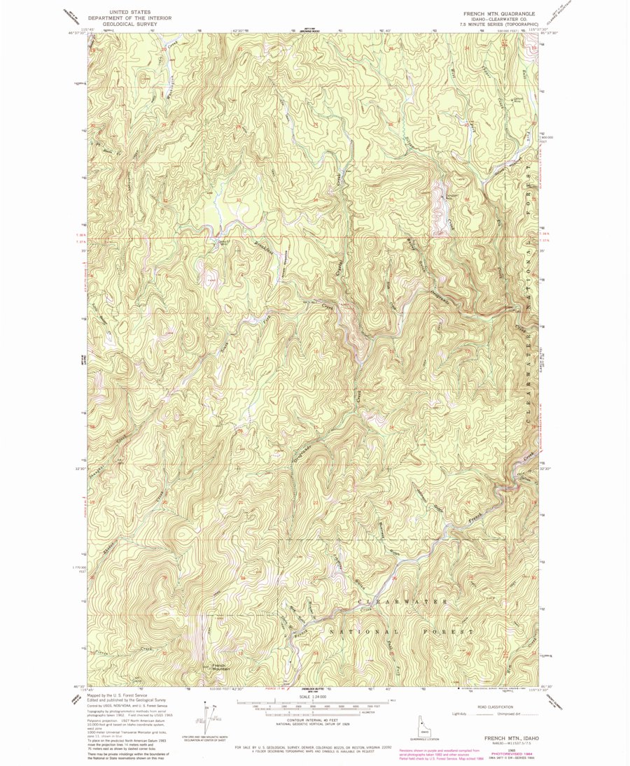 French Mountain, ID (1965, 24000-Scale) Map by United States Geological ...