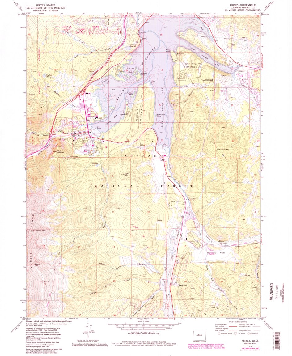 Frisco, CO (1970, 24000-Scale) Map by United States Geological Survey ...
