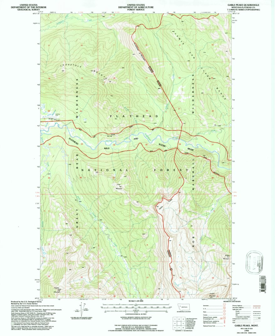 Gable Peaks, MT (1994, 24000-Scale) Map by United States Geological ...