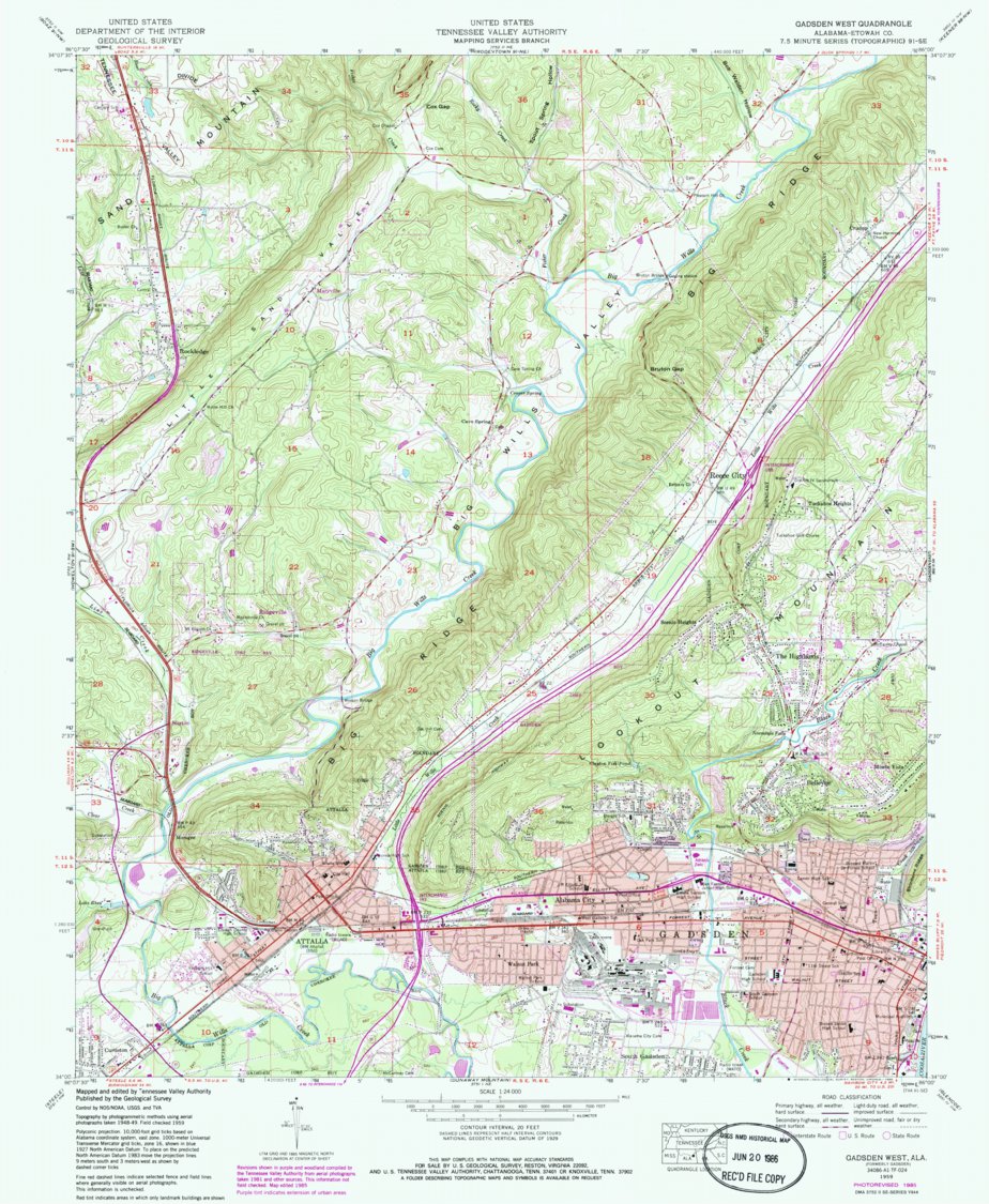 Gadsden West, AL (1959, 24000-Scale) Map by United States Geological ...