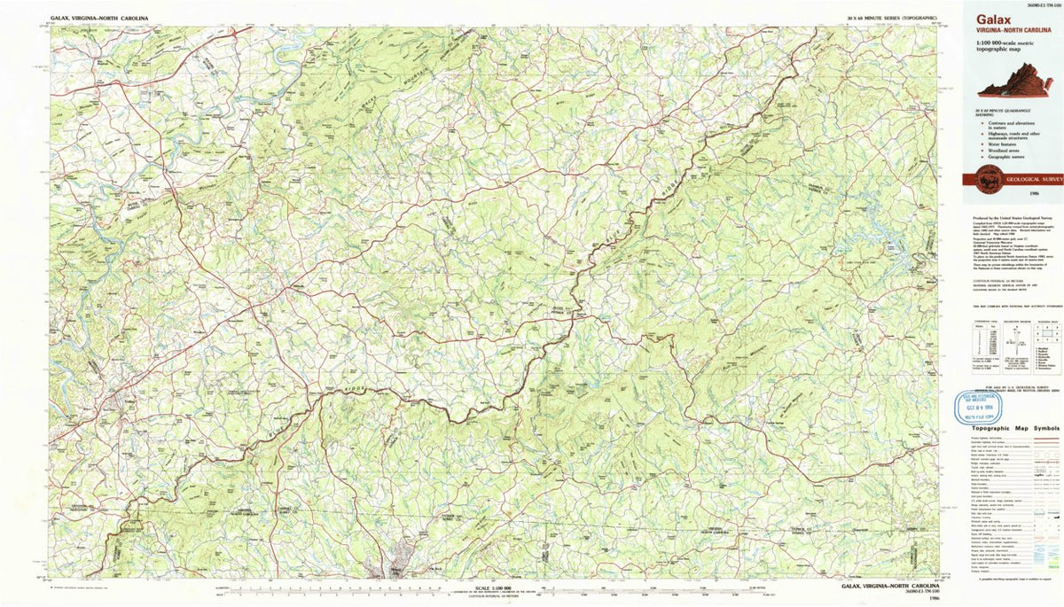 Galax, VA-NC (1986, 100000-Scale) Map by United States Geological ...