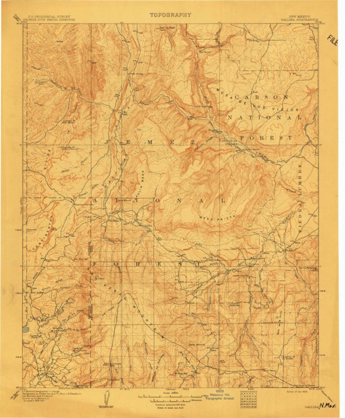 Gallina, NM (1909, 125000-Scale) Map by United States Geological Survey ...
