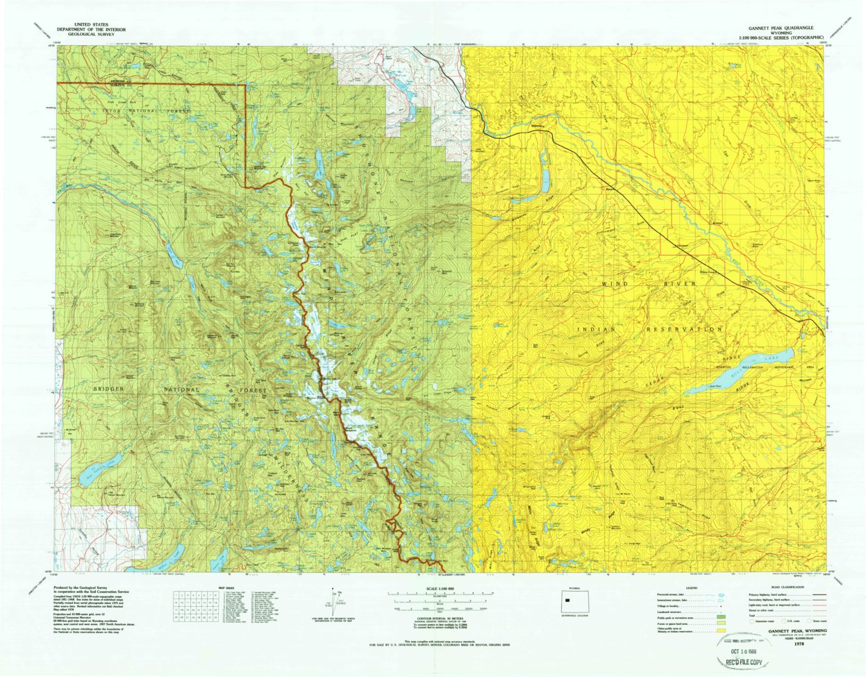 Gannett Peak, WY (1978, 100000-Scale) Map by United States Geological ...