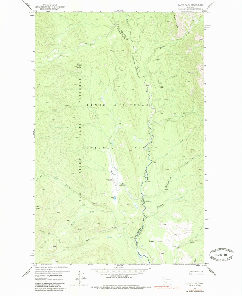 Gates Park, MT (1958, 24000-Scale) Map by United States Geological ...