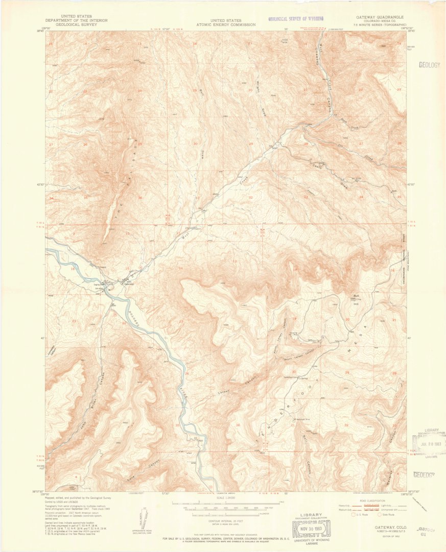 Gateway, CO (1952, 24000-Scale) Map by United States Geological Survey ...
