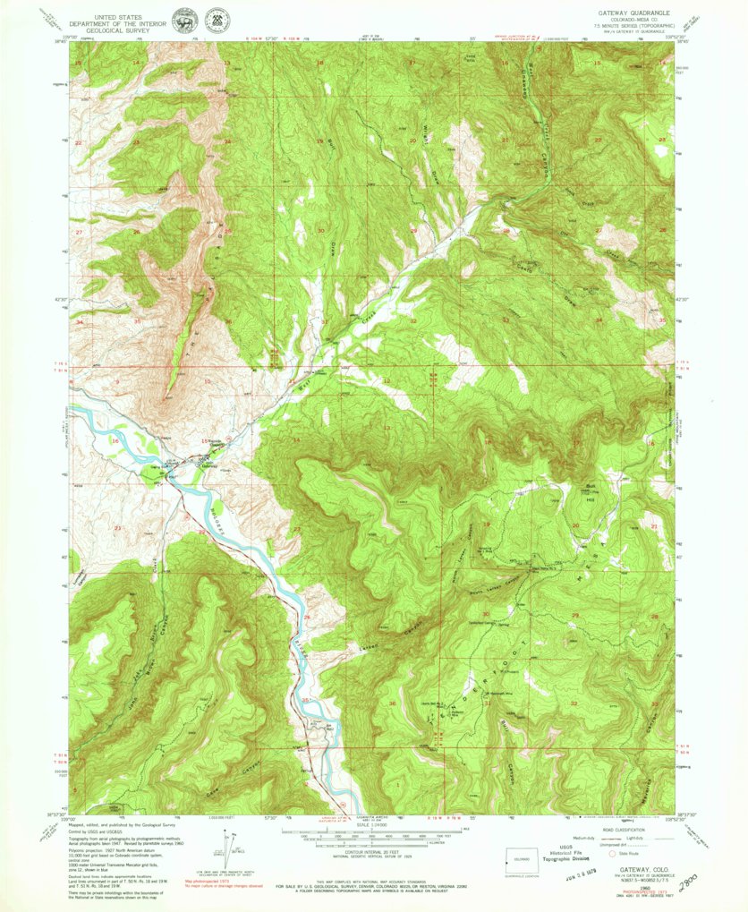 Gateway, CO (1960, 24000-Scale) Map by United States Geological Survey ...