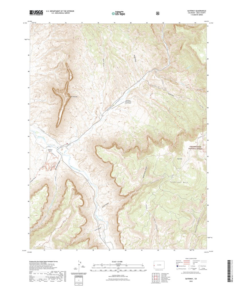 Gateway, CO (2022, 24000-Scale) Map by United States Geological Survey ...