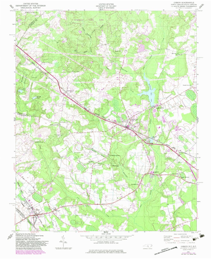 Gibson, NC-SC (1949, 24000-Scale) Map by United States Geological ...