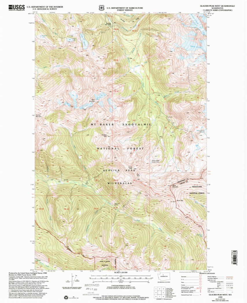Glacier Peak West, WA (1999, 24000-Scale) Map by United States ...