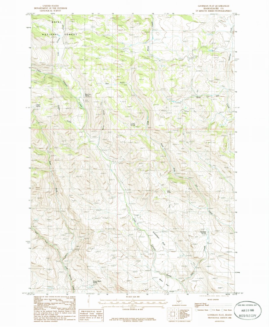 Goodman Flat, ID (1986, 24000-Scale) Map by United States Geological ...