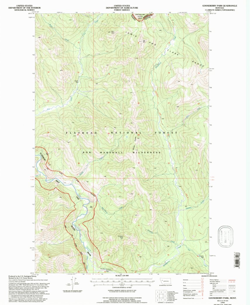 Gooseberry Park, MT (1994, 24000-Scale) Map by United States Geological ...