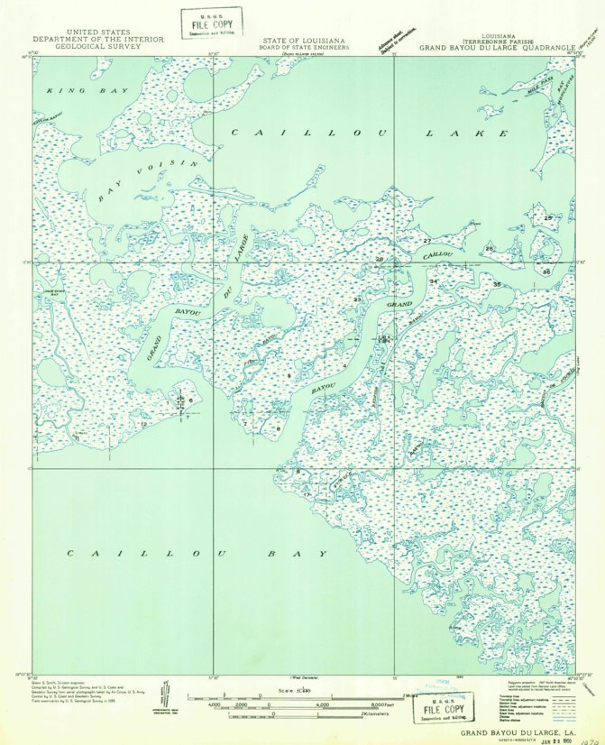 Grand Bayou Du Large, LA (1949, 31680-Scale) Map by United States ...