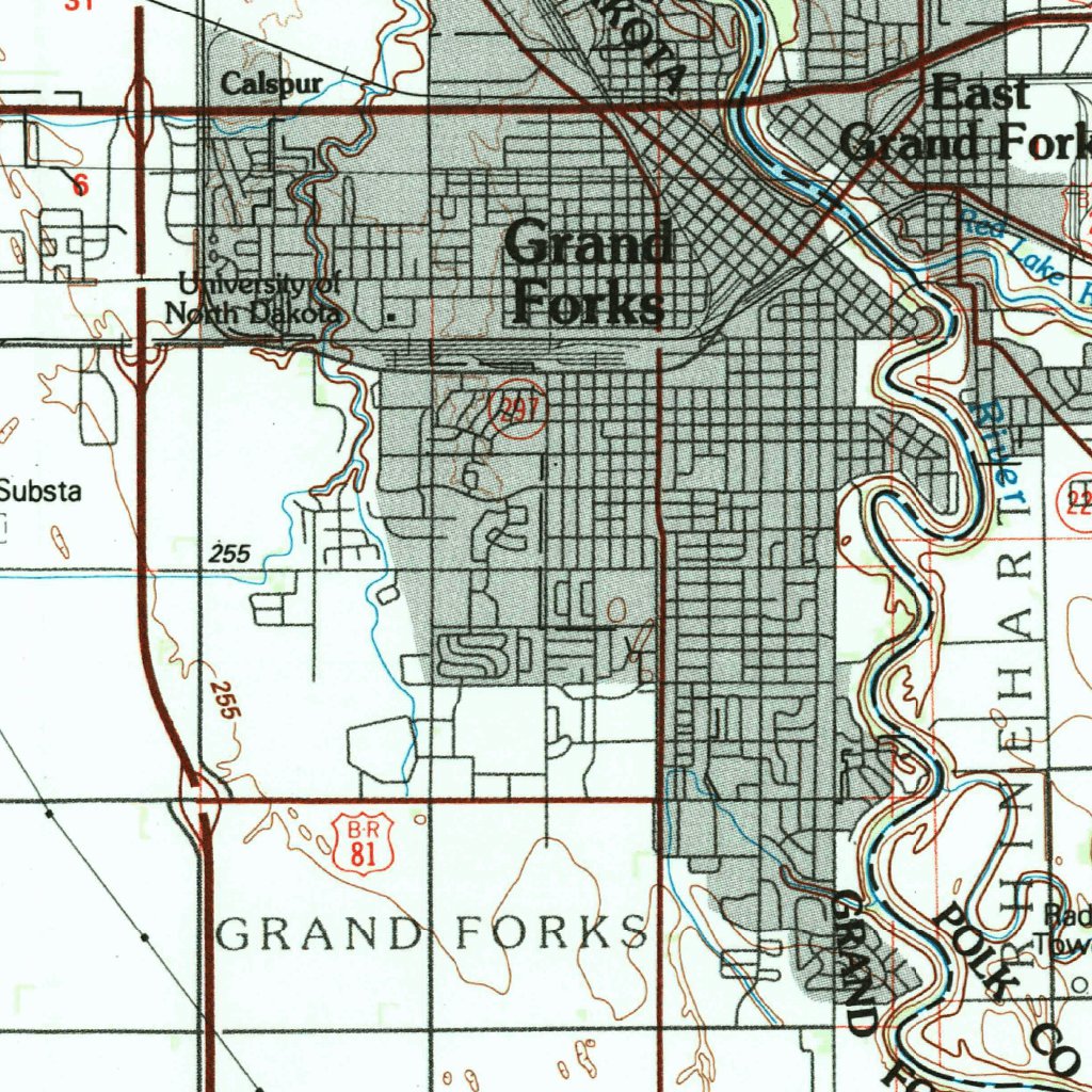 Grand Forks, ND-MN (1985, 100000-Scale) Map by United States Geological ...