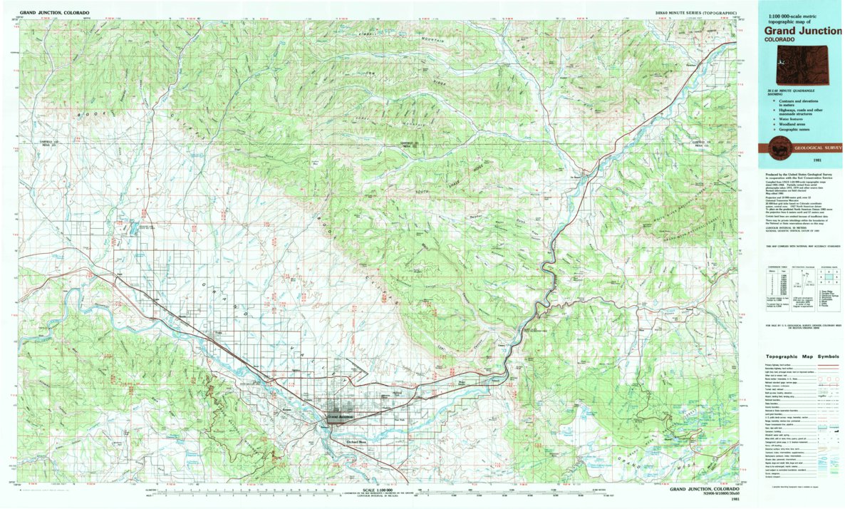 Grand Junction, CO (1981, 100000-Scale) Map by United States Geological ...