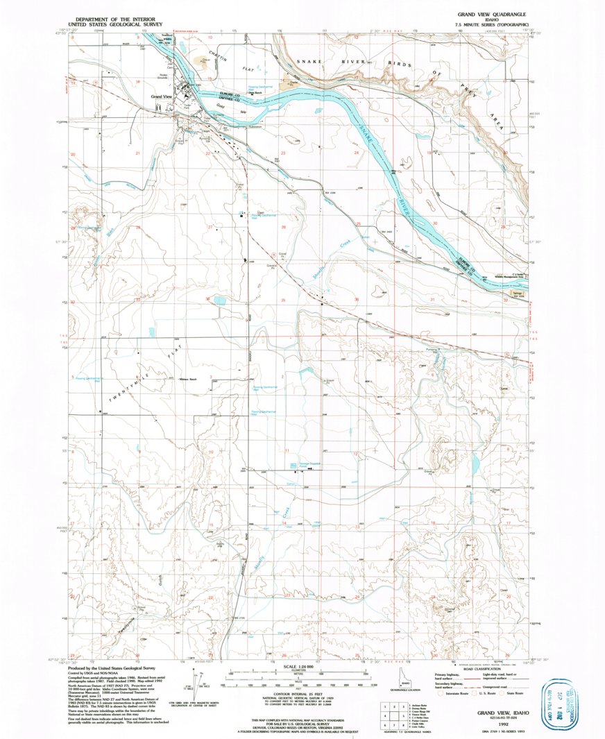 Grand View, ID (1992, 24000-Scale) Map by United States Geological ...