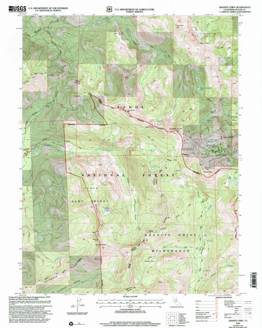 Granite Chief, CA (2000, 24000-Scale) Map by United States Geological ...