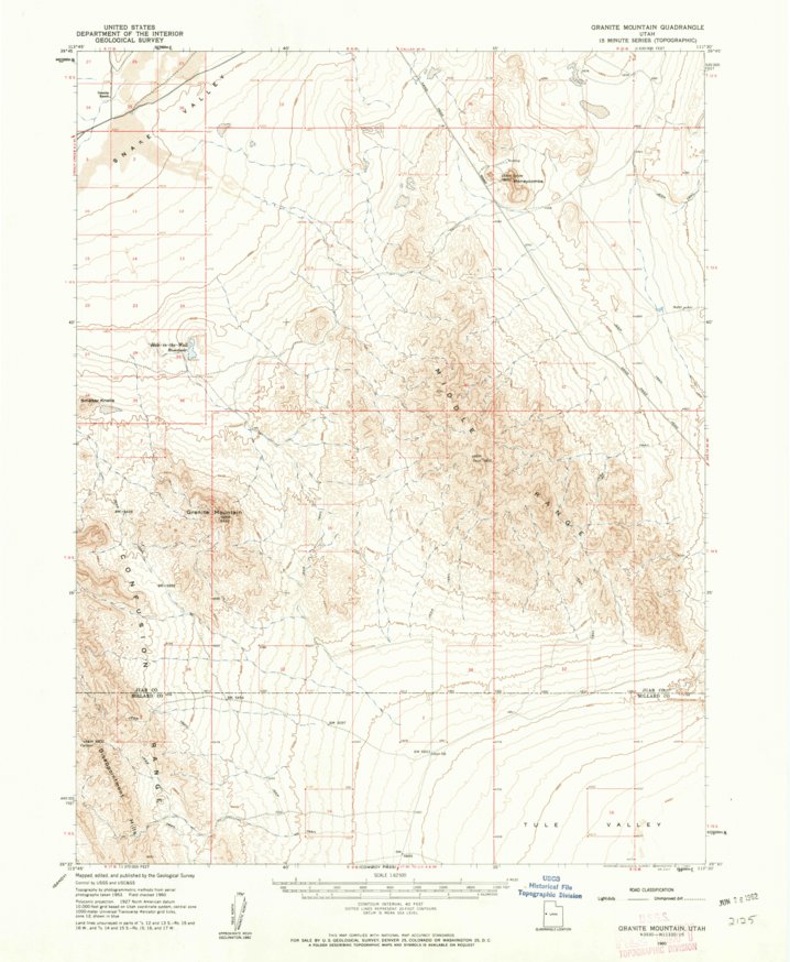Granite Mountain, UT (1960, 62500-Scale) Map by United States ...