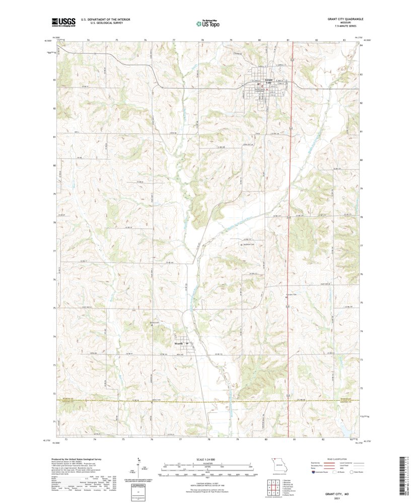 Grant City, MO (2021, 24000-Scale) Map by United States Geological ...