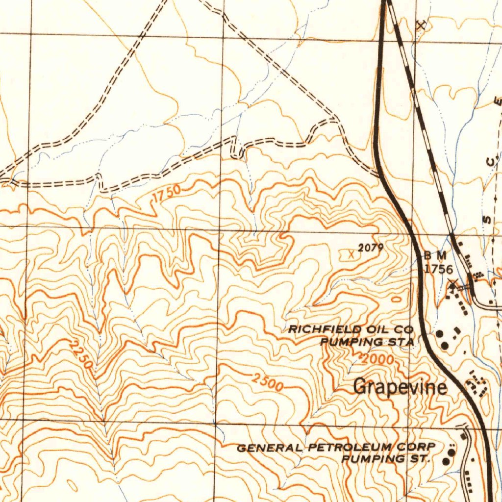 Grapevine, CA (1945, 31680-Scale) Map by United States Geological ...