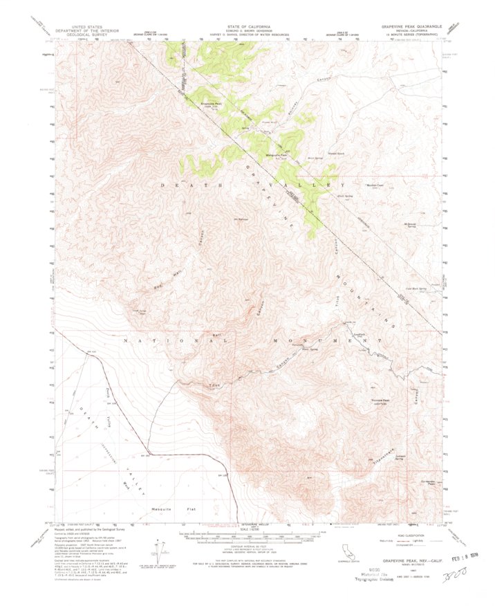 Grapevine Peak, NV-CA (1957, 62500-Scale) Map by United States ...