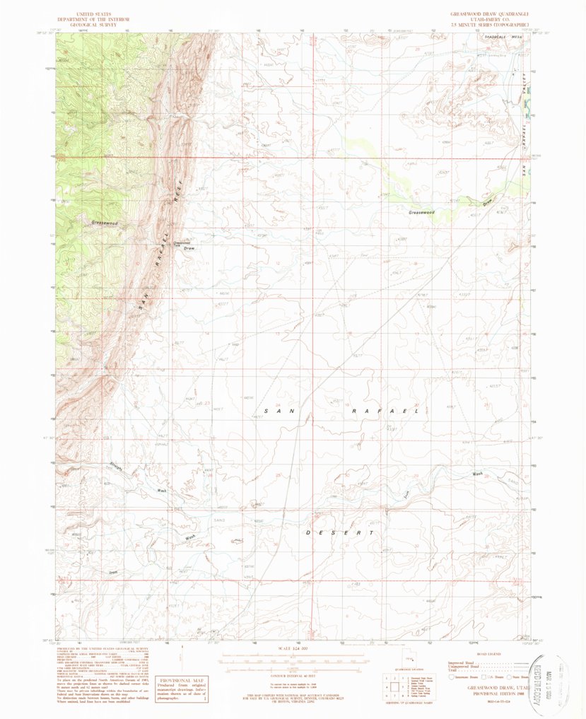 Greasewood Draw, UT (1988, 24000-Scale) Map by United States Geological ...
