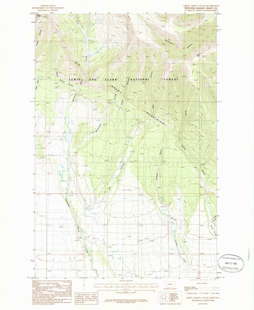 Green Ashly Gulch, MT (1986, 24000-Scale) Map by United States ...