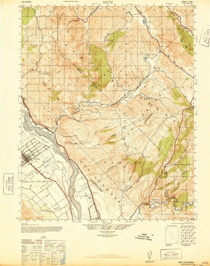 Greenfield, CA (1947, 62500-Scale) Map by United States Geological ...