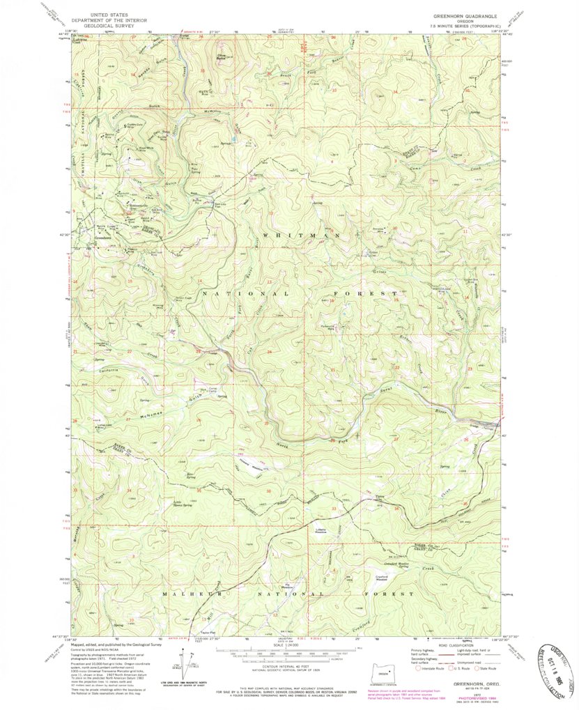 Greenhorn, OR (1972, 24000-Scale) Map by United States Geological ...