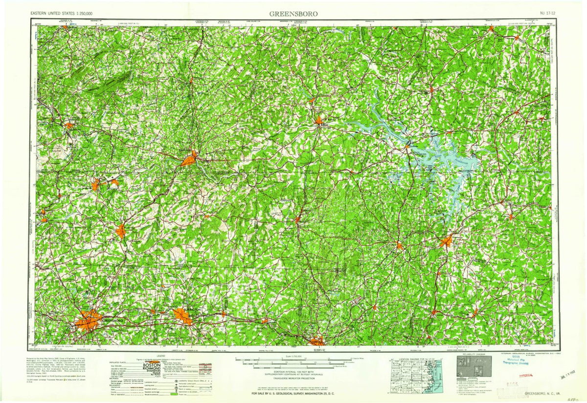 Greensboro, NC-VA (1962, 250000-Scale) Map by United States Geological ...