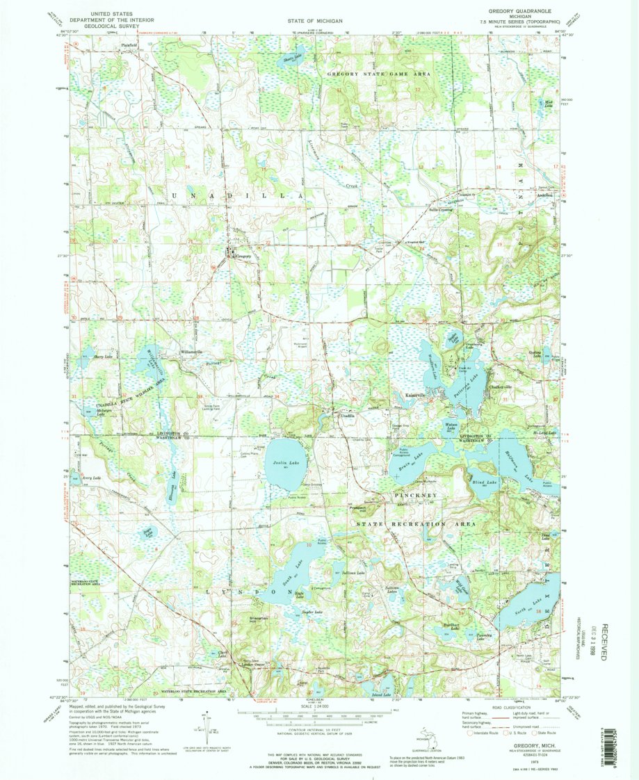 Gregory, MI (1973, 24000-Scale) Map by United States Geological Survey ...