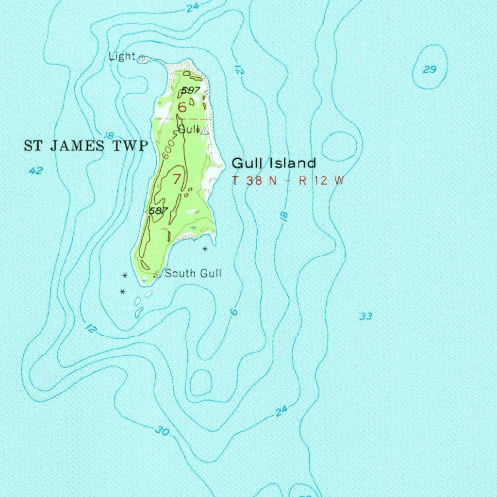 Gull Island, MI (1955, 62500-Scale) Map by United States Geological ...