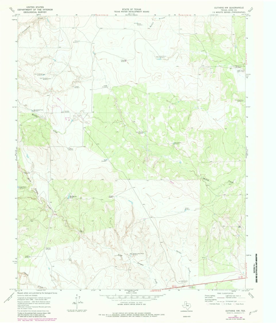 Guthrie NW, TX (1967, 24000-Scale) Map by United States Geological ...