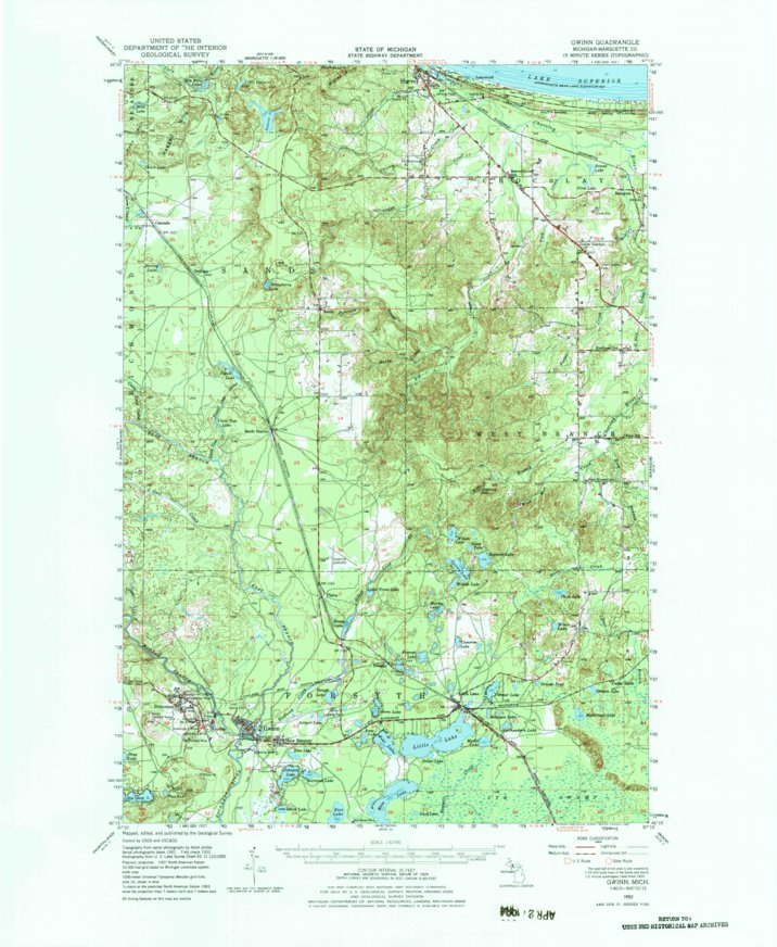 Gwinn, MI (1952, 62500-Scale) Map by United States Geological Survey ...