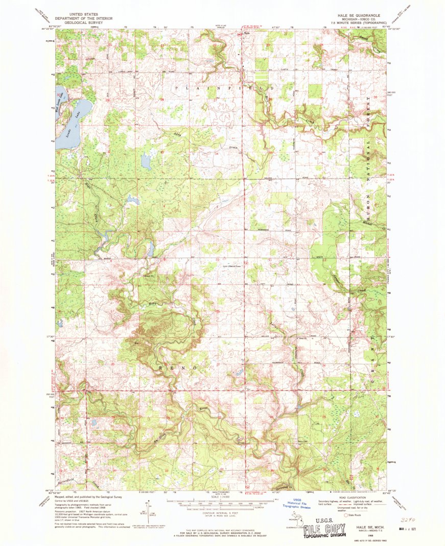 Hale SE, MI (1968, 24000-Scale) Map by United States Geological Survey ...