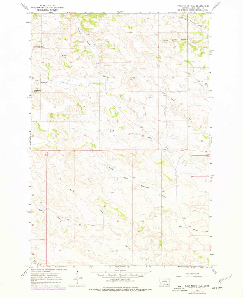 Half Moon Hill, MT (1967, 24000-Scale) Map by United States Geological ...