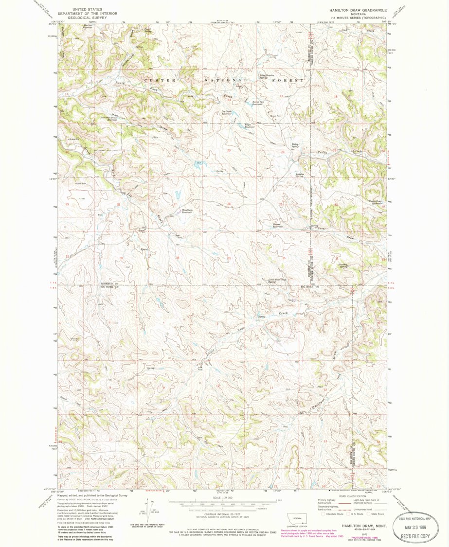 Hamilton Draw, MT (1972, 24000-Scale) Map by United States Geological ...