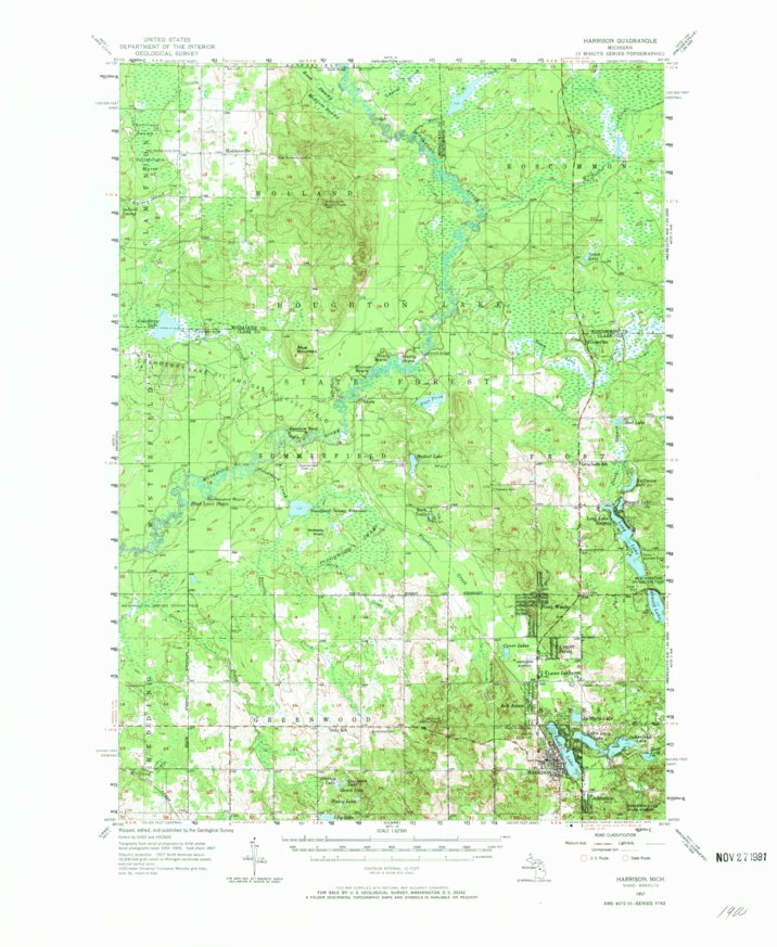 Harrison, MI (1957, 62500-Scale) Map by United States Geological Survey ...