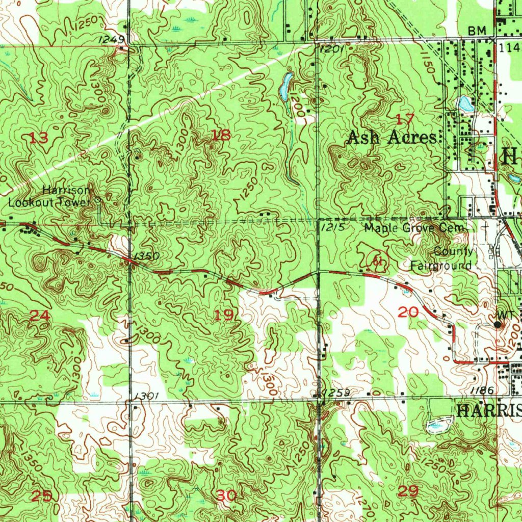 Harrison, MI (1957, 62500-Scale) Map by United States Geological Survey ...