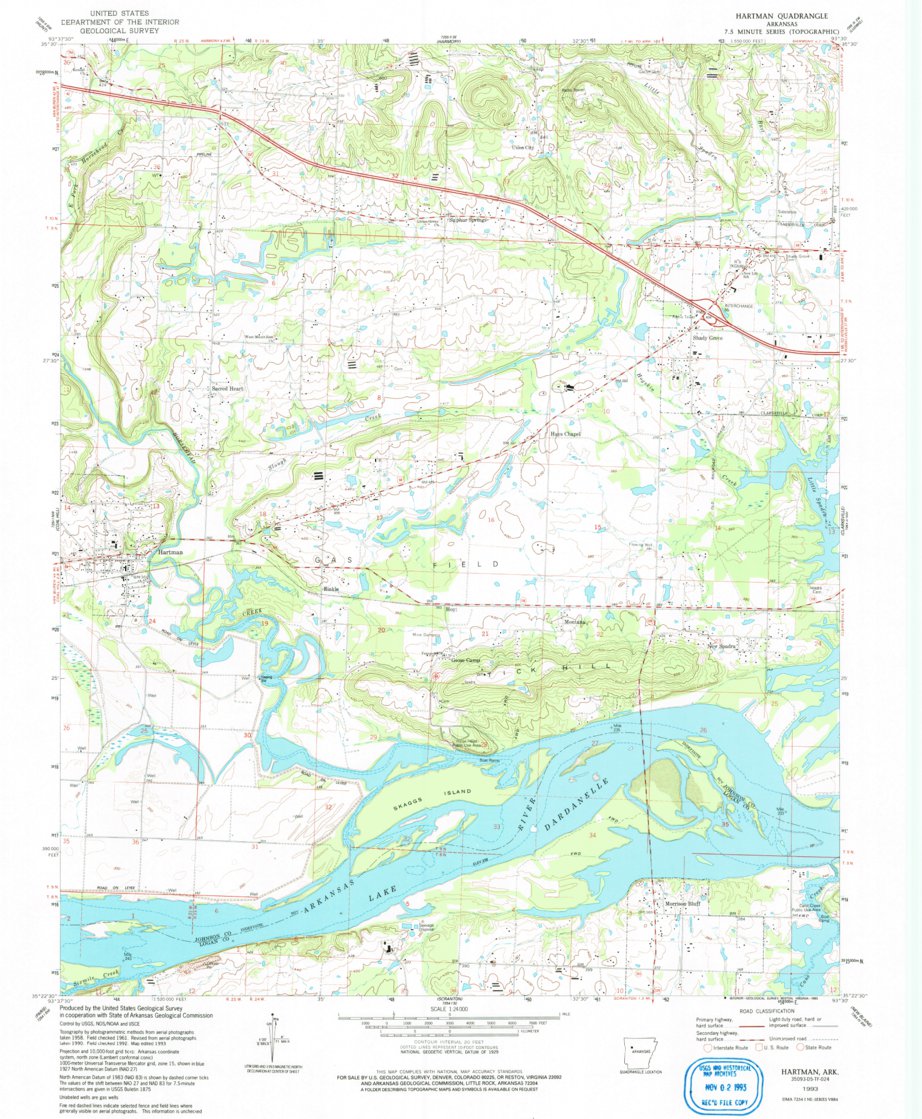 Hartman, AR (1993, 24000-Scale) Map by United States Geological Survey ...